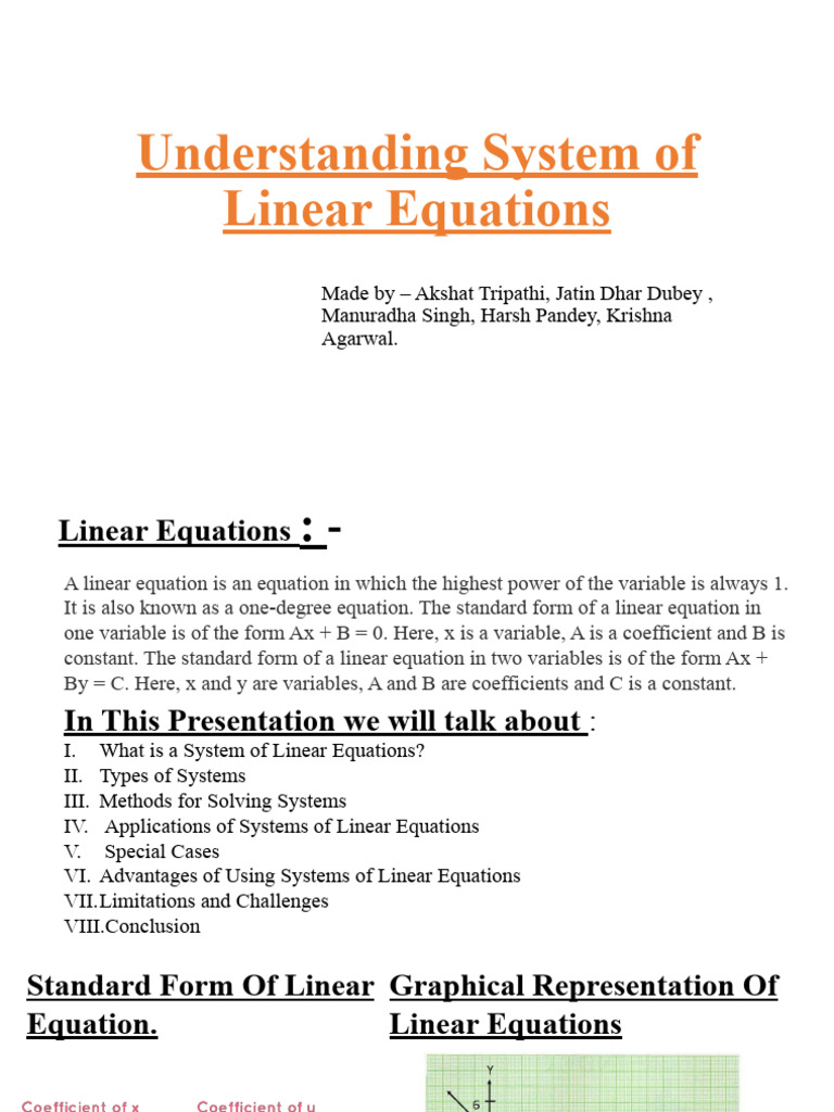 Understanding System of Linear Equations | PDF