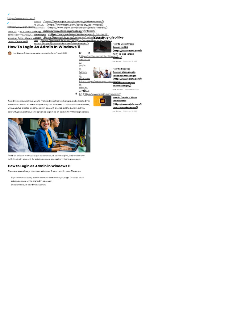 How To Login As Admin in Windows 11 | PDF | Password | Superuser