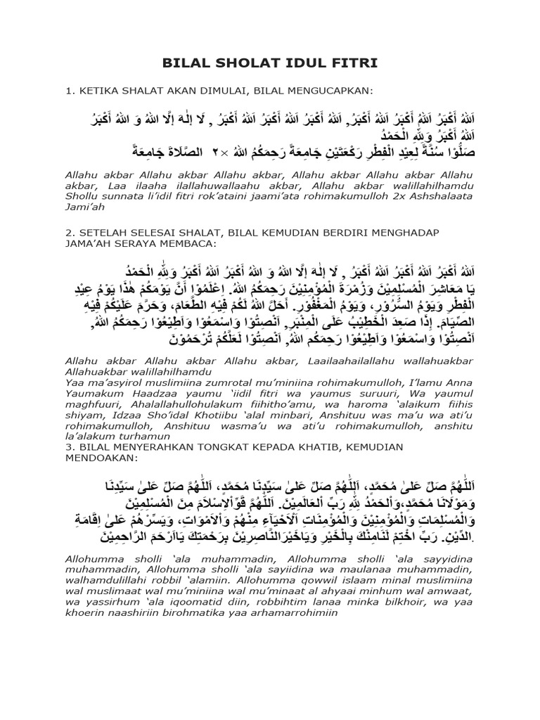 Bilal Sholat Idul Fitri | PDF