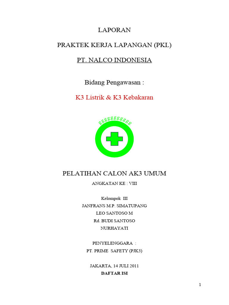 Laporan PKL CALON AHLI K3-KEL 3-Listrik Dan Pencegahan Kebakaran-Final | PDF | Teknologi & Rekayasa