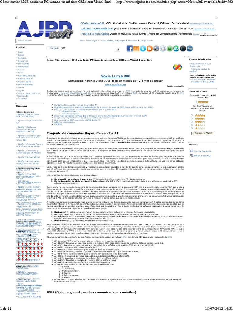 Cómo Enviar SMS Desde Un PC Usando Un Módem GSM Con Visual Basic | PDF | Electrónica | Software