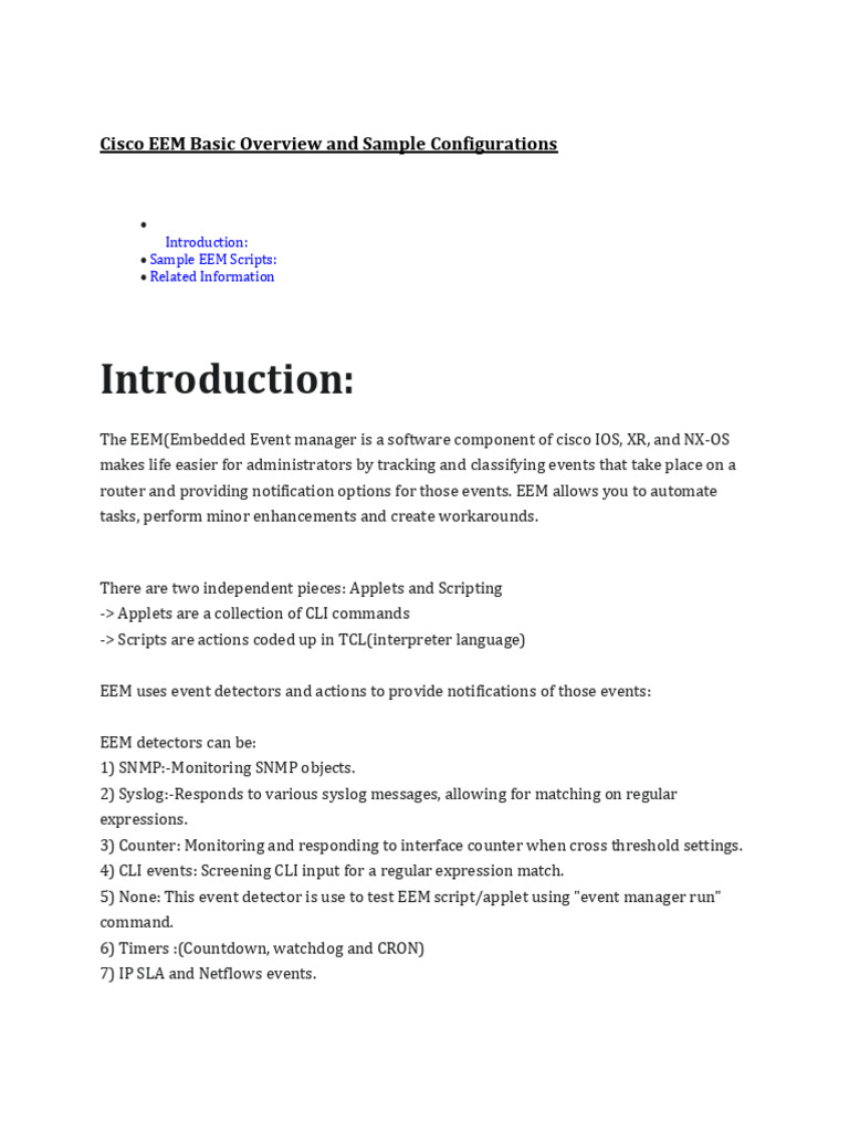 Cisco Eem Basic Overview And Sample Configurations Pdf Command Line Interface Internet 