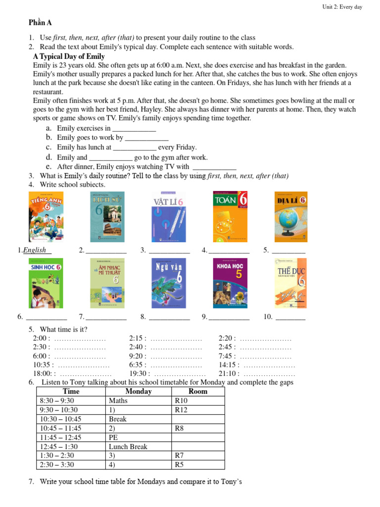 bài tập unit 2 lớp 6 oficial | PDF | Language Arts & Discipline