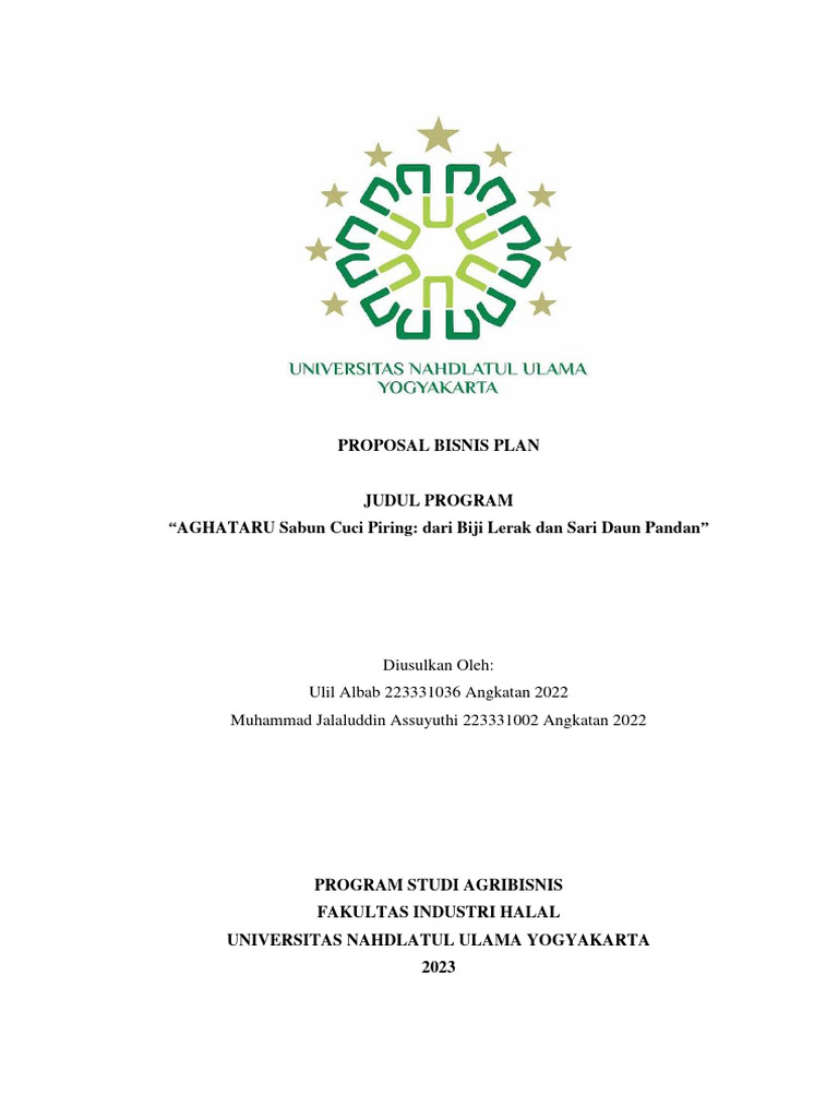 Contoh Proposal Bisnis Plan Sabun Aghataru | PDF