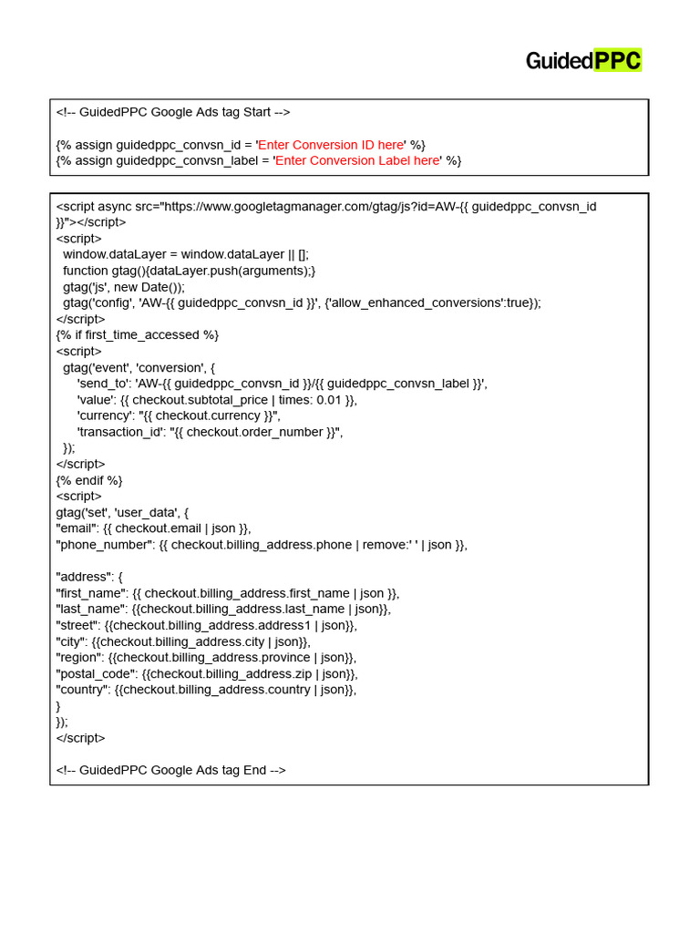 Google Ads Conversion Tracking With GTag-Code | PDF