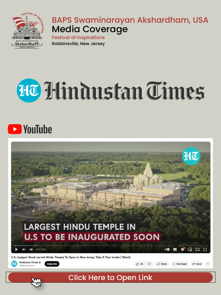 BAPS Swaminarayan Akshardham_USA_Media Coverage | PDF