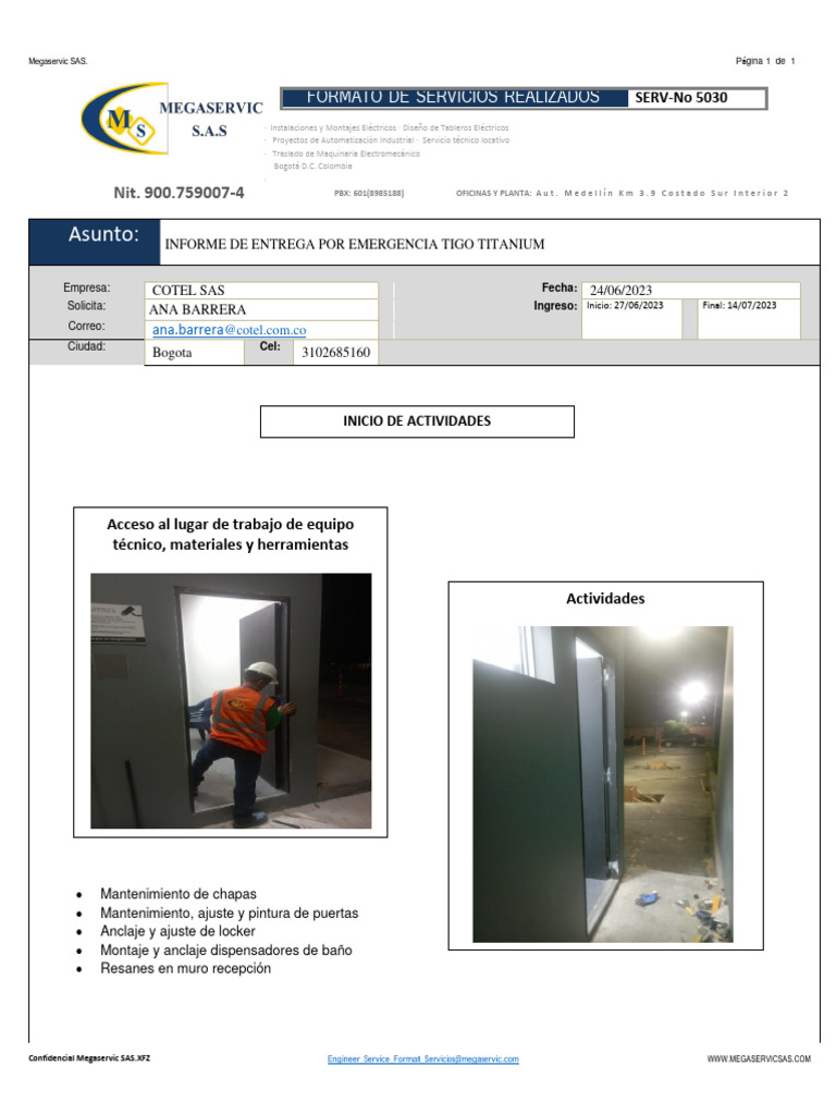 INFORME TIGO TITANIUM EMERGENCI | PDF