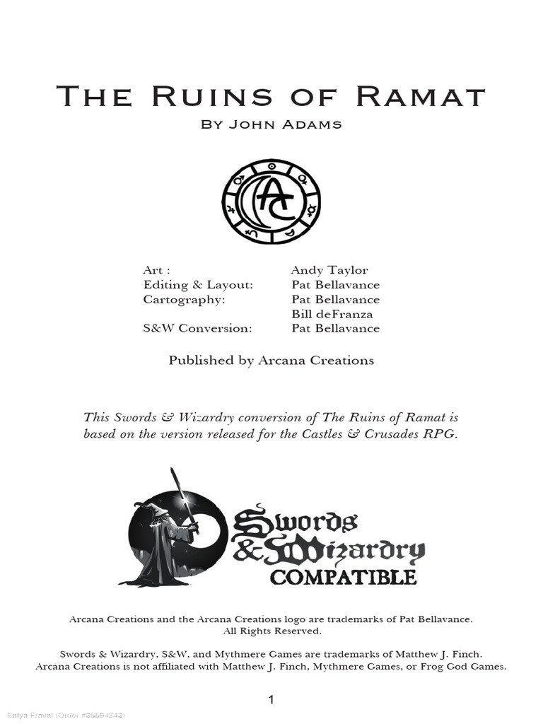 The Ruins of Ramat (S&W) | PDF | License | Copyright