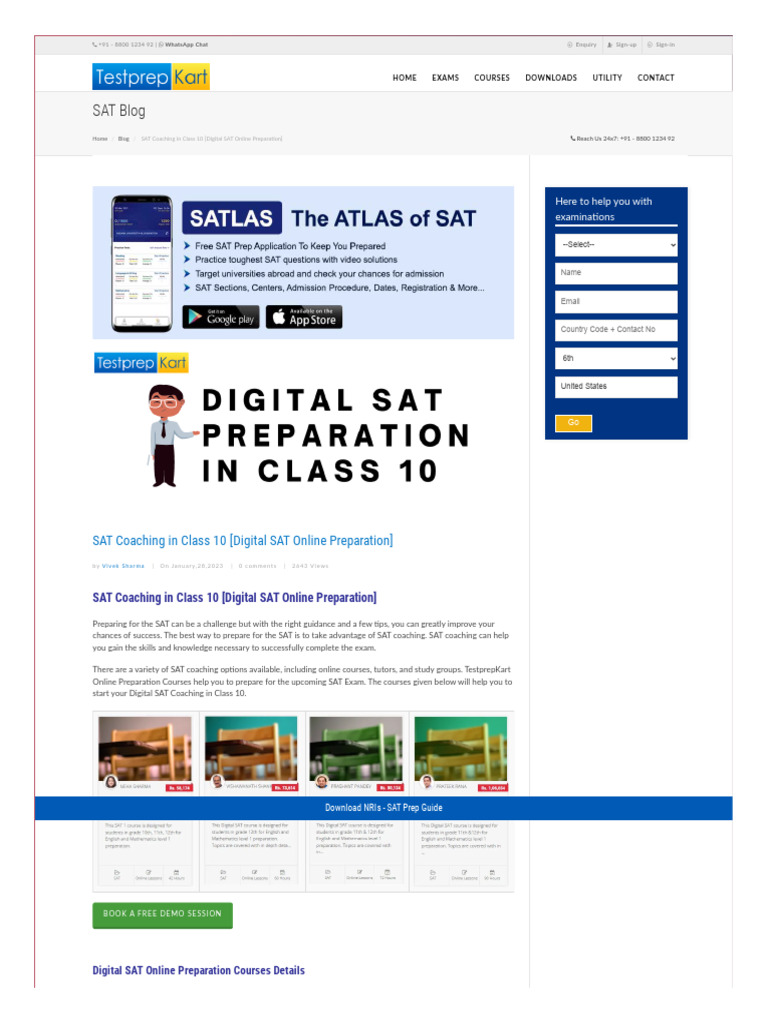 SAT Coaching in Class 10 (Digital SAT Online Preparation) | PDF | Sat | Learning