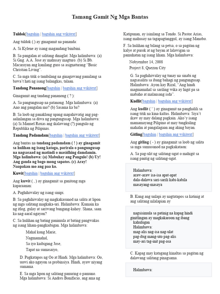 Tamang Gamit NG Mga Bantas | PDF