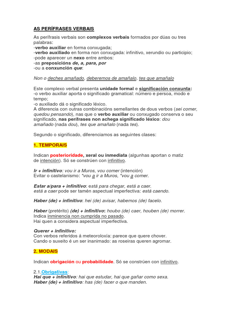 Perífrases verbais | PDF