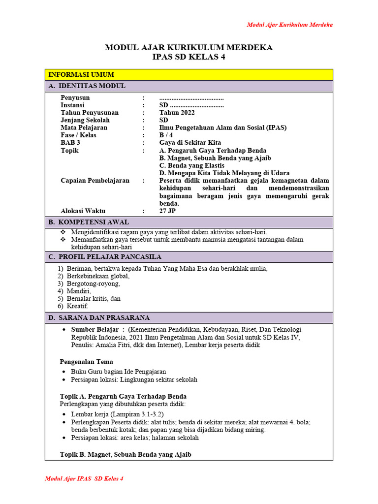Modul Ajar Ipas Bab 3 | PDF