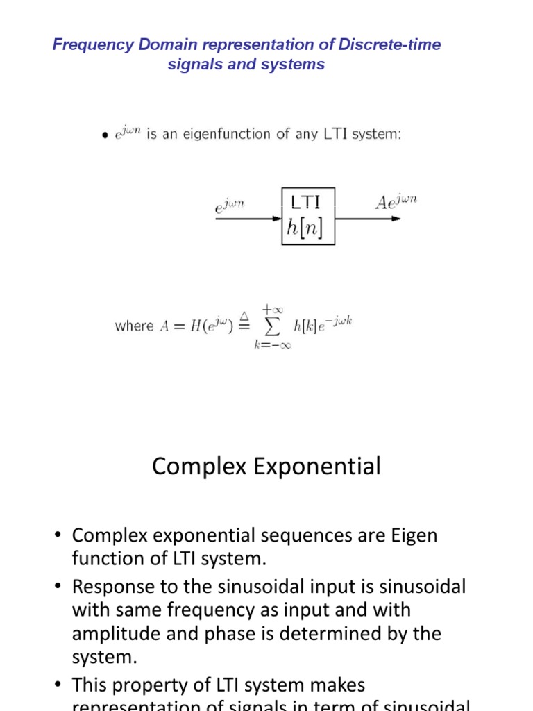Frequency Domain Representation of Discrete-Time Signals and Systems | PDF