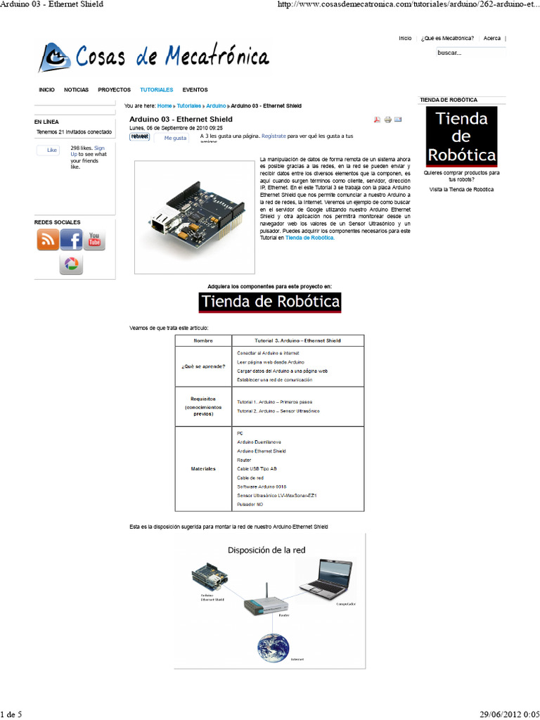 Arduino 03 - Ethernet Shield | Descargar gratis PDF | Arduino | Red mundial