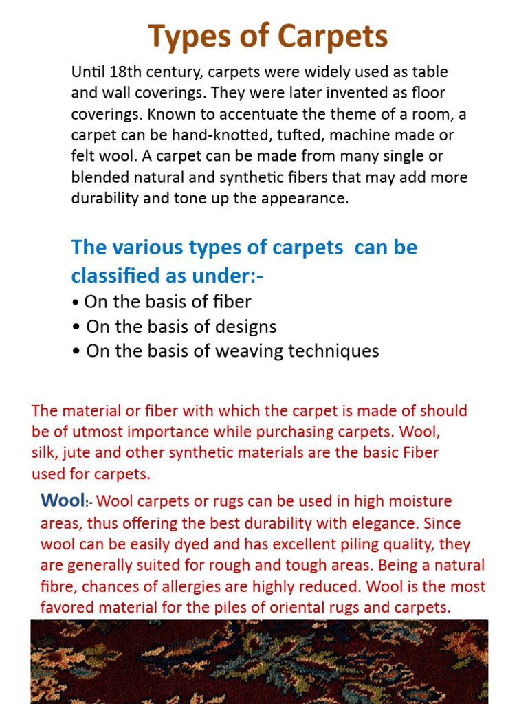 Types of Carpets | PDF