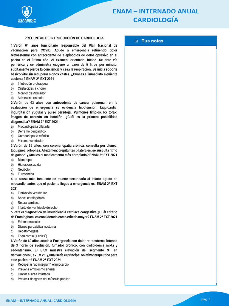 Banqueo de Cardiologia Enam-Internado Anual | PDF