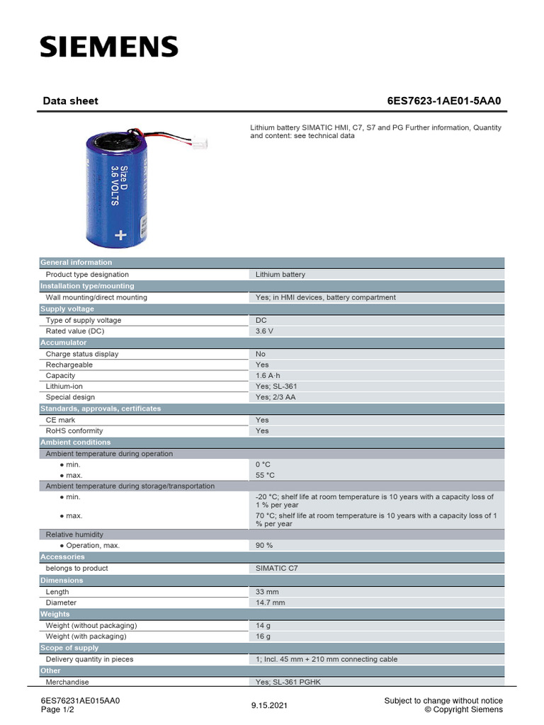 6ES76231AE015AA0 Datasheet en | PDF
