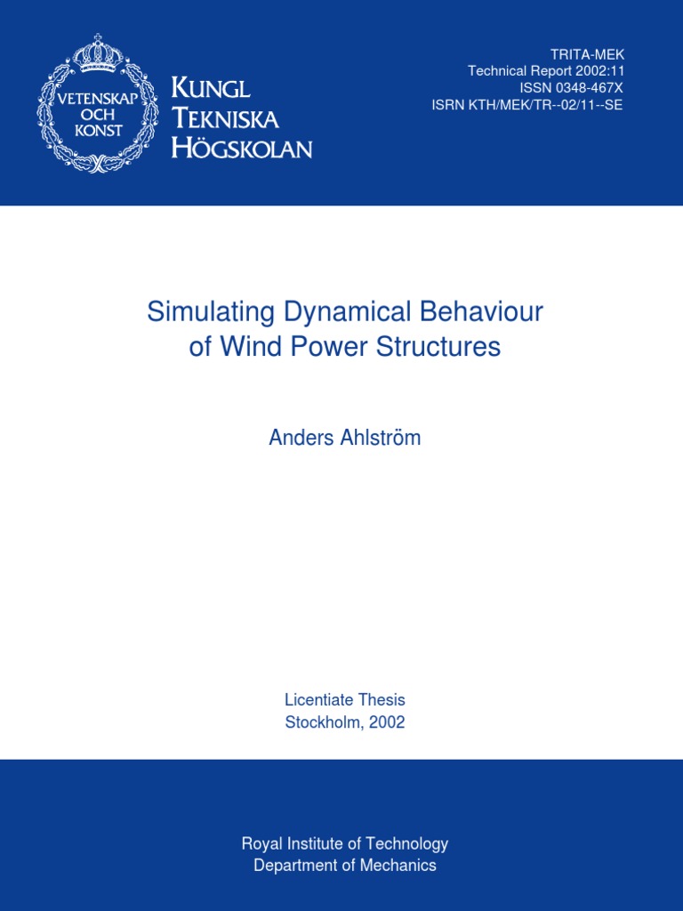 Simulating Dynamical Behaviour of Wind Power Structures | PDF | Wind ...