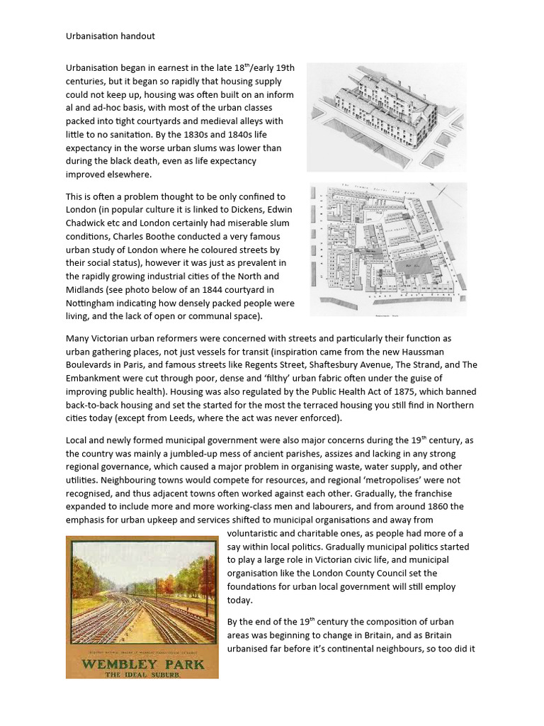 Urbanisation Handout | PDF | Travel | History