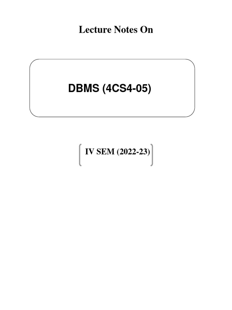 DBMS Notes | PDF | Databases | Relational Database DBMS Notes | PDF | Databases | Relational Database