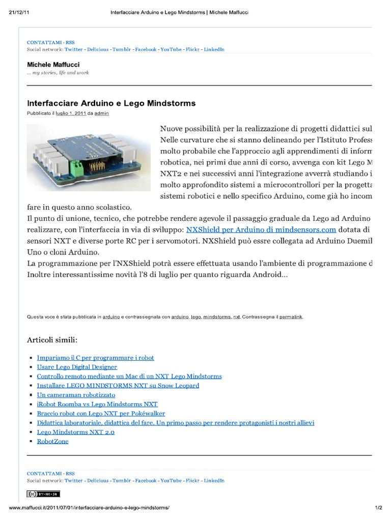 Interfacciare Arduino e Lego NXT Mindstorms | PDF