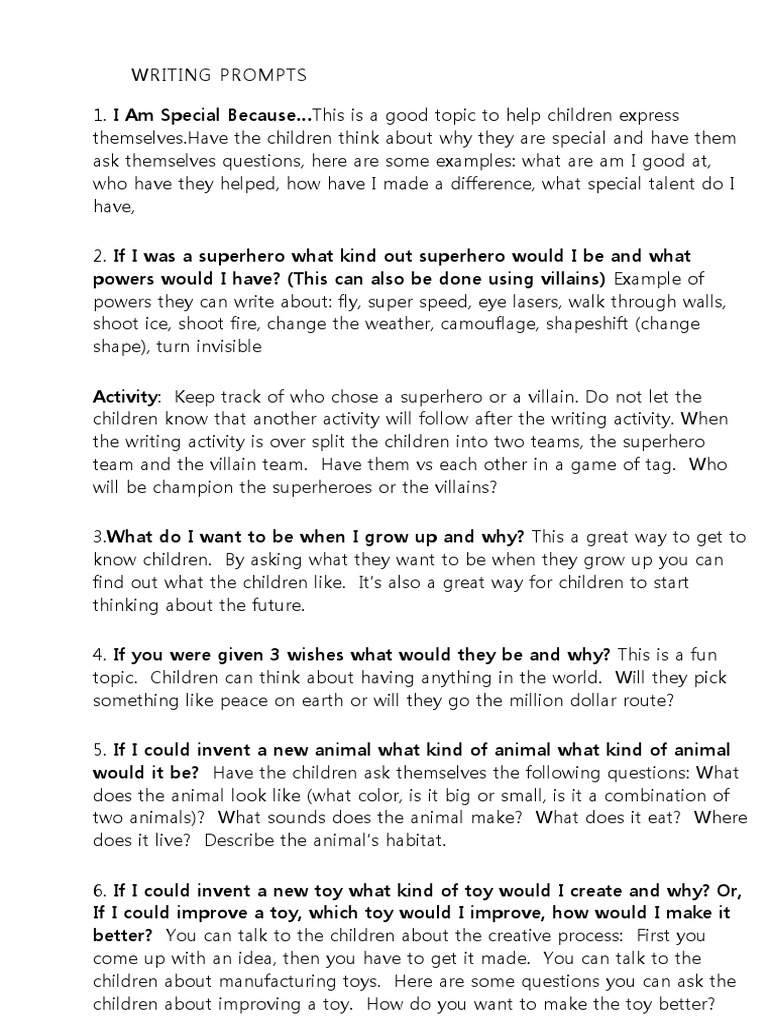 Writing Prompts | PDF