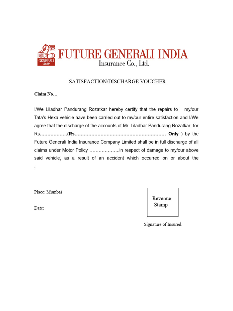 Future Vehicle Repair Satisfaction Voucher - Filled | PDF