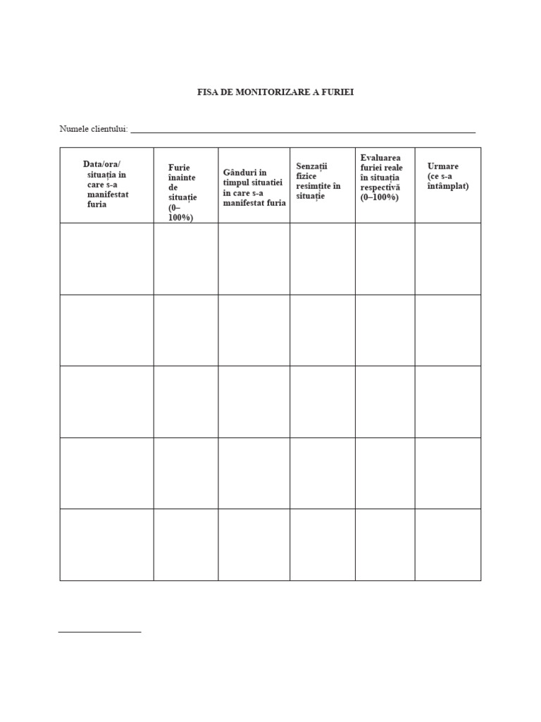 Fisa de Monitorizare A Furiei | PDF