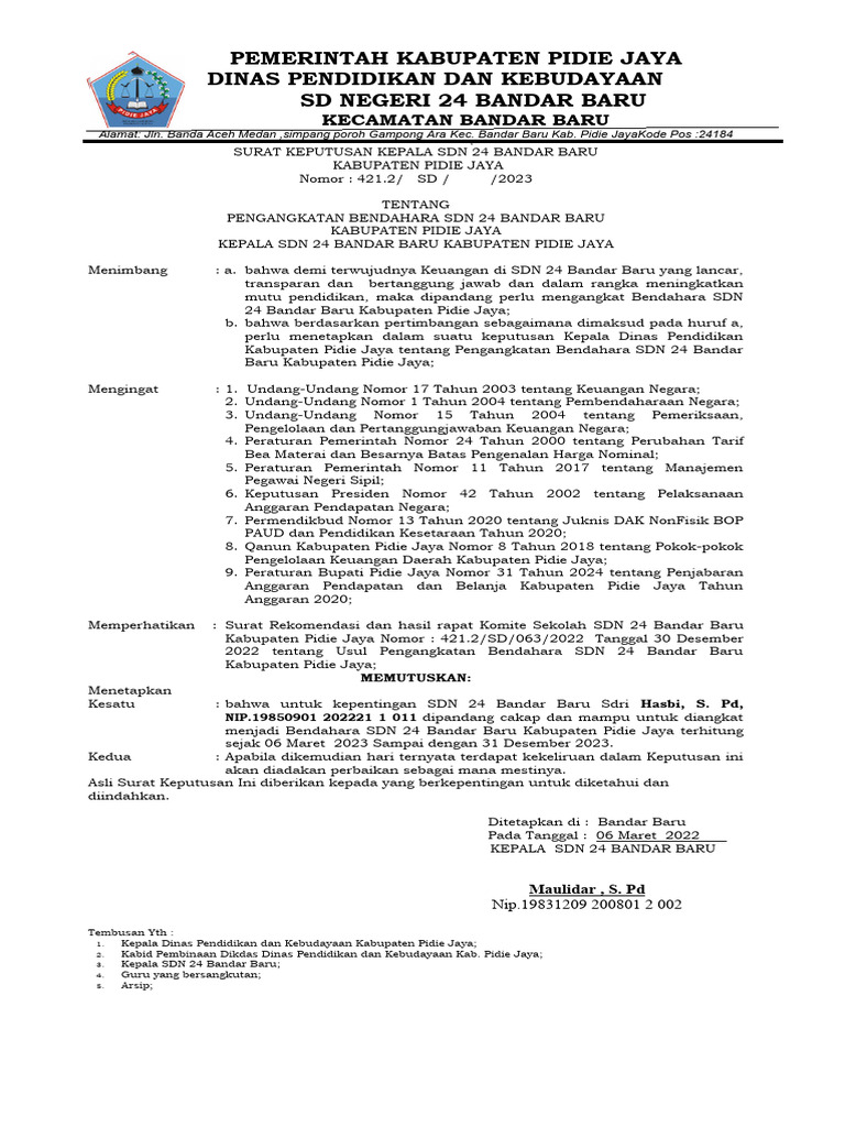 SK Pengurus Barang SD 24 | PDF