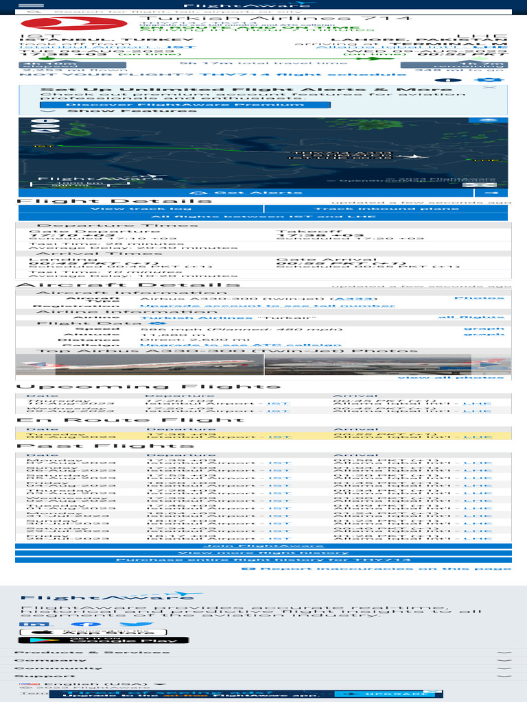 TK714 (THY714) Turkish Airlines Flight Tracking and History ...
