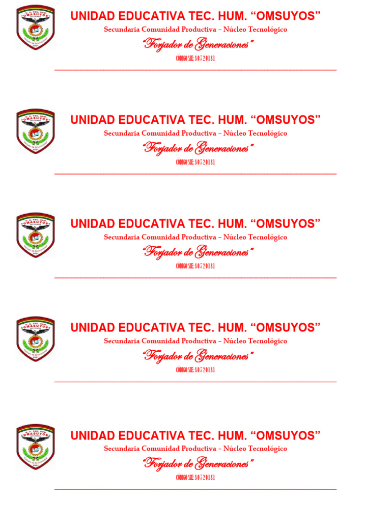 Menbrete Del Colegio Omasuyos | PDF