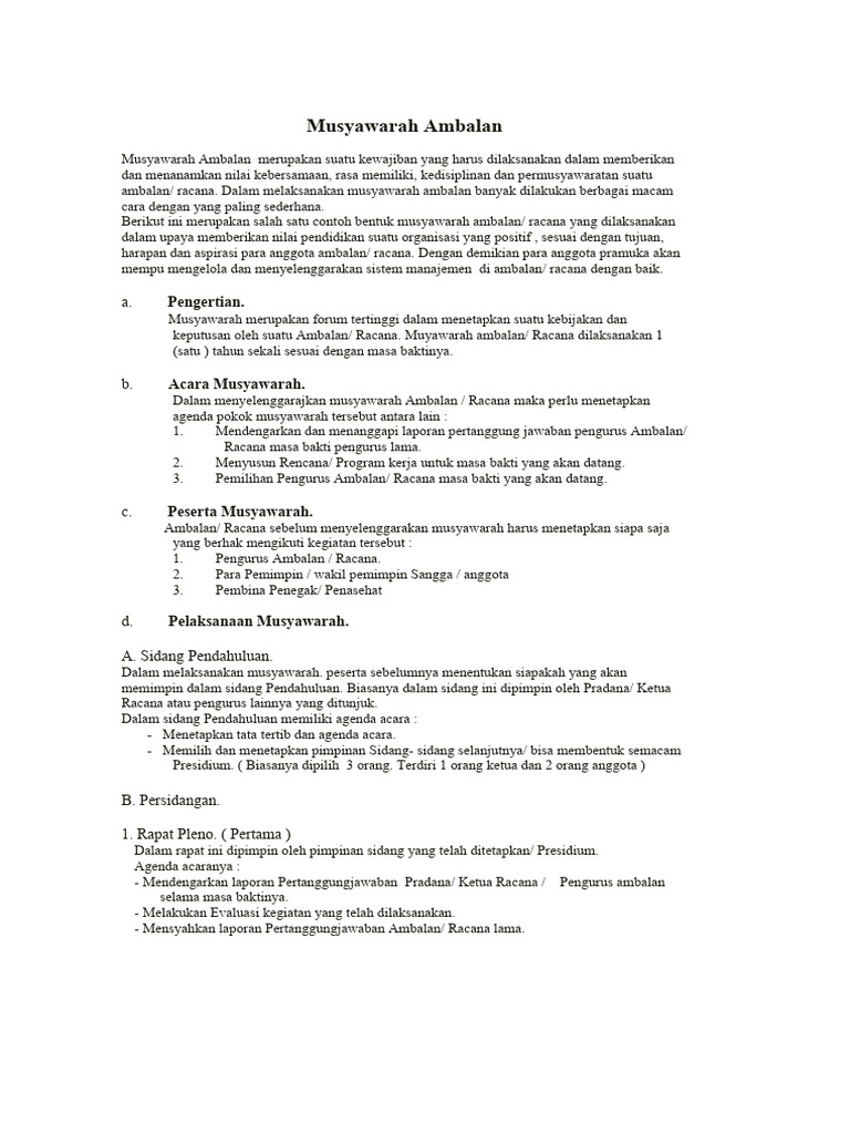Musyawarah Ambalan | PDF