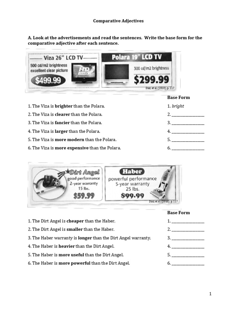 CR Task Comparative Adjectives | PDF