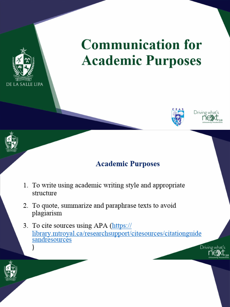 Communication For Academic Purposes | PDF
