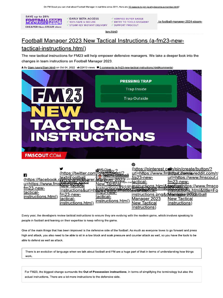 FM23 TActical Instructions | PDF