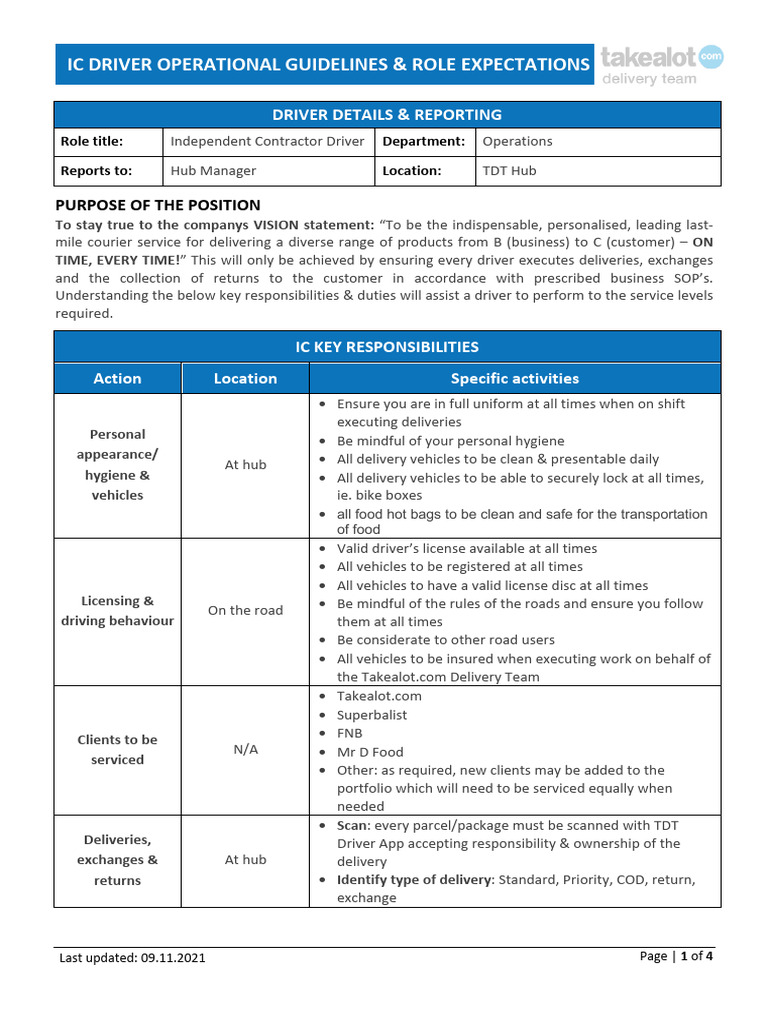 TDT IC Driver Operational Guidelines & Role Expectations - Driver v2.2 ...