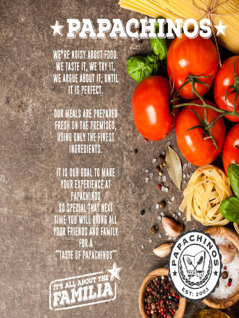 Papachinos Menu Recreate LRcompressed | PDF | Food Ingredients | Cuisine