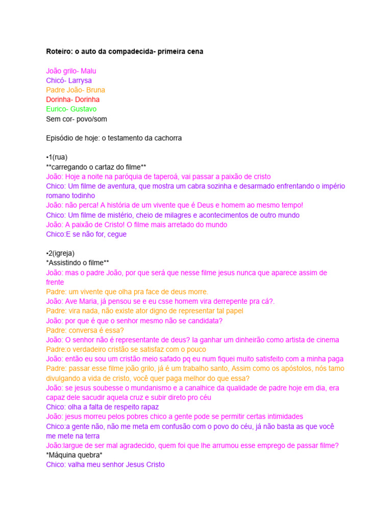 Roteiro - o Auto Da Compadecida | PDF