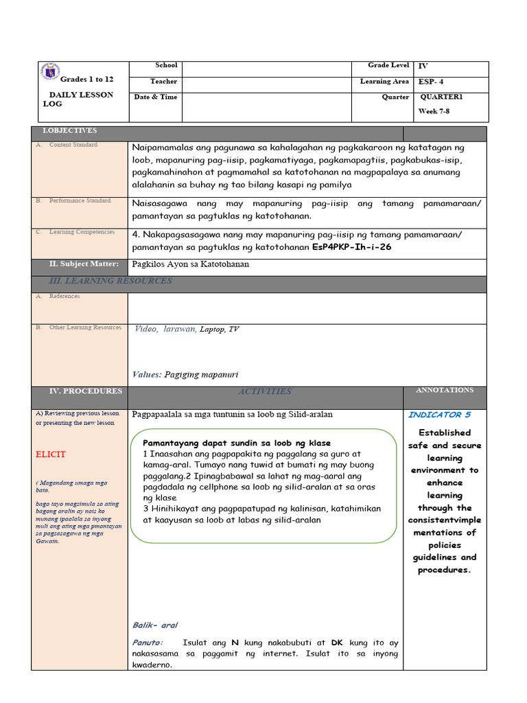 Cot Esp Week 7-8 Q 1 | PDF