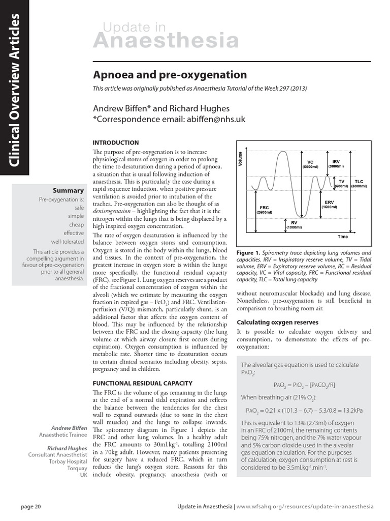 Apnoea and Pre Oxygenation | PDF