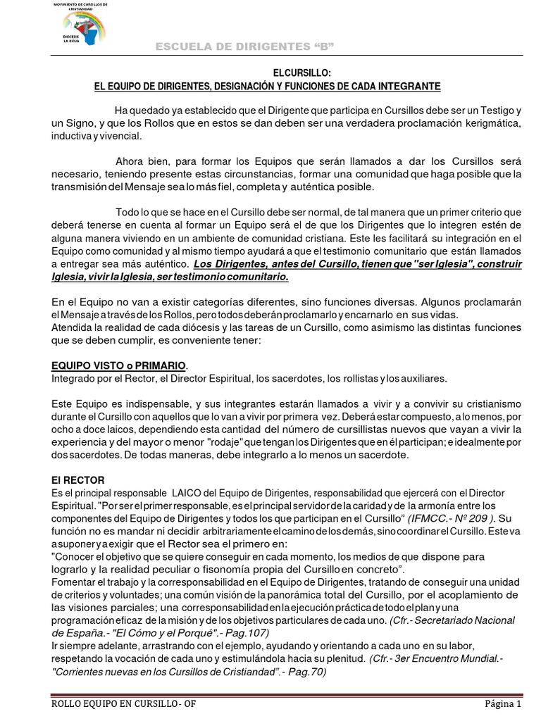 Rollo Equipo en Cursillo | PDF | Iglesia Católica | Sacerdote