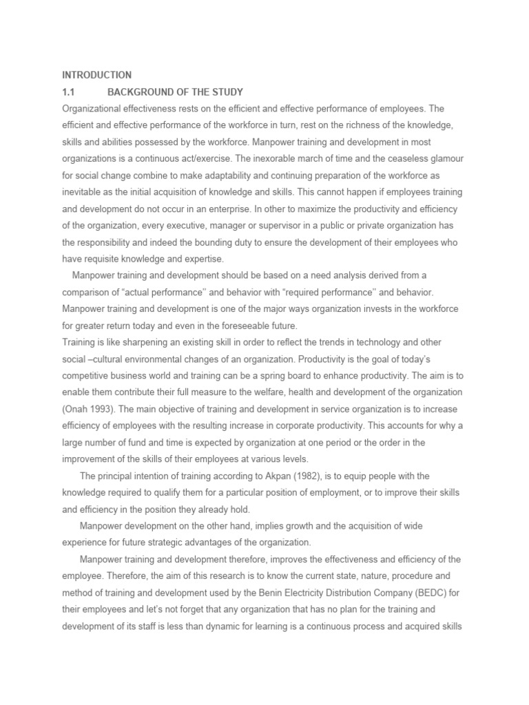 Impact of Manpower Training and Development On Manufacturing Industries ...