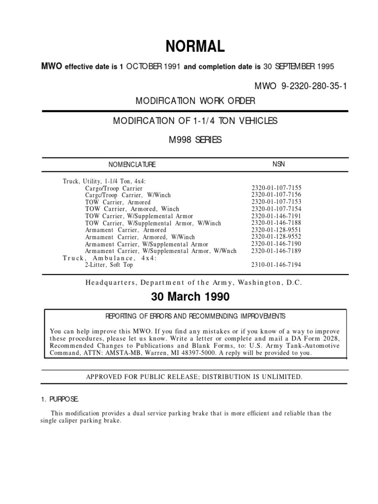 Mwo 9-2320-280-35-1 | PDF | Manufactured Goods | Machines
