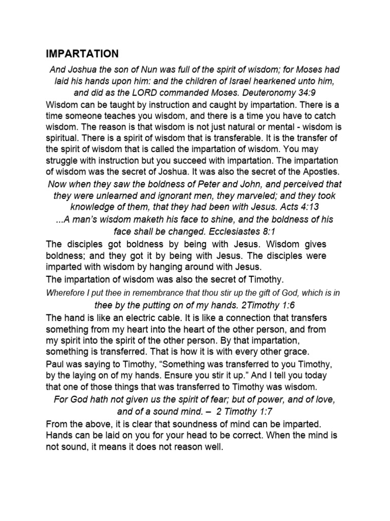 IMPARTATION | PDF | Wisdom | Mind