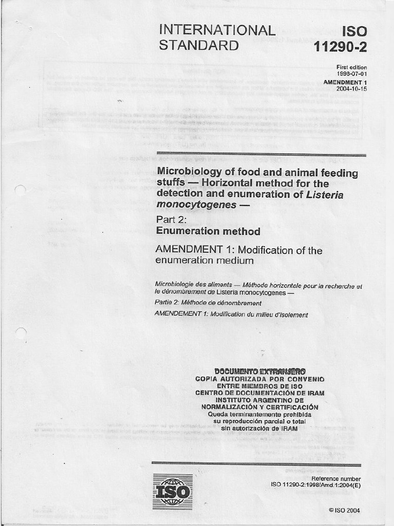 ISO 11290-2 Listeria Amendment 2 | PDF