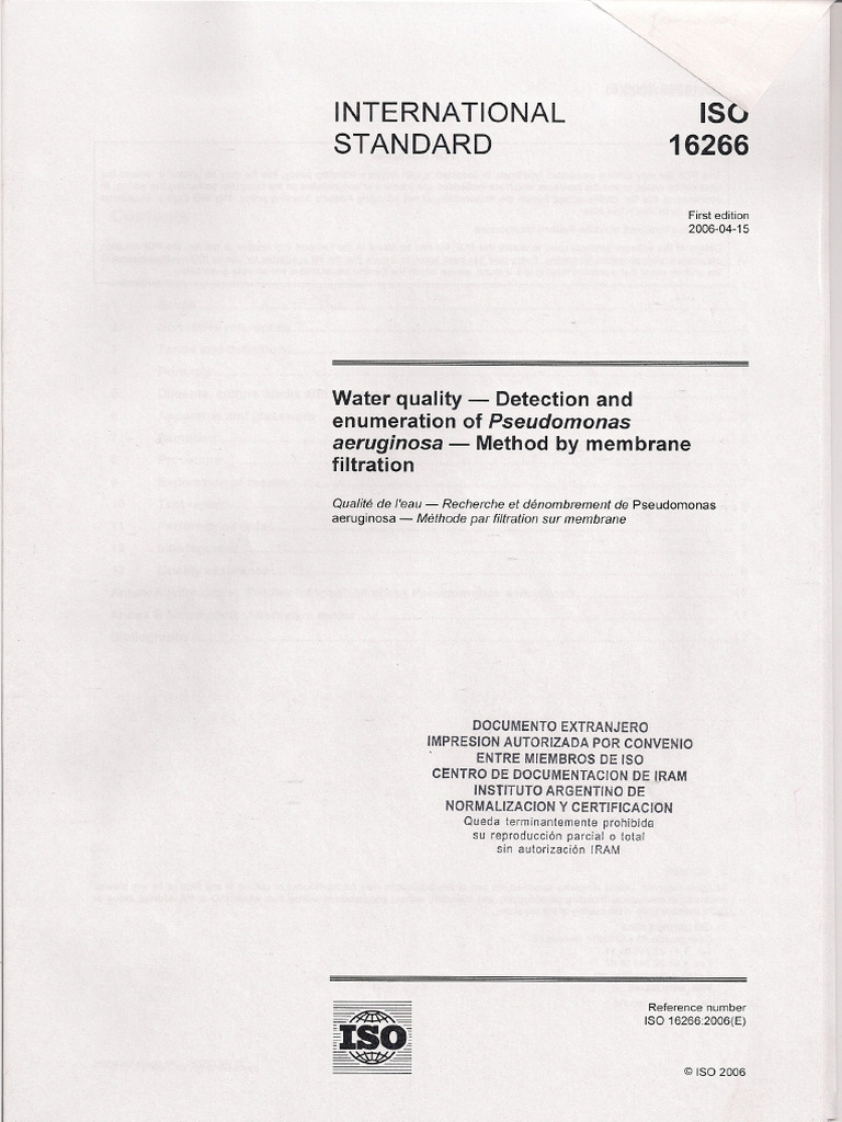ISO 16266 - Pseudomonas Aeruginosa | PDF
