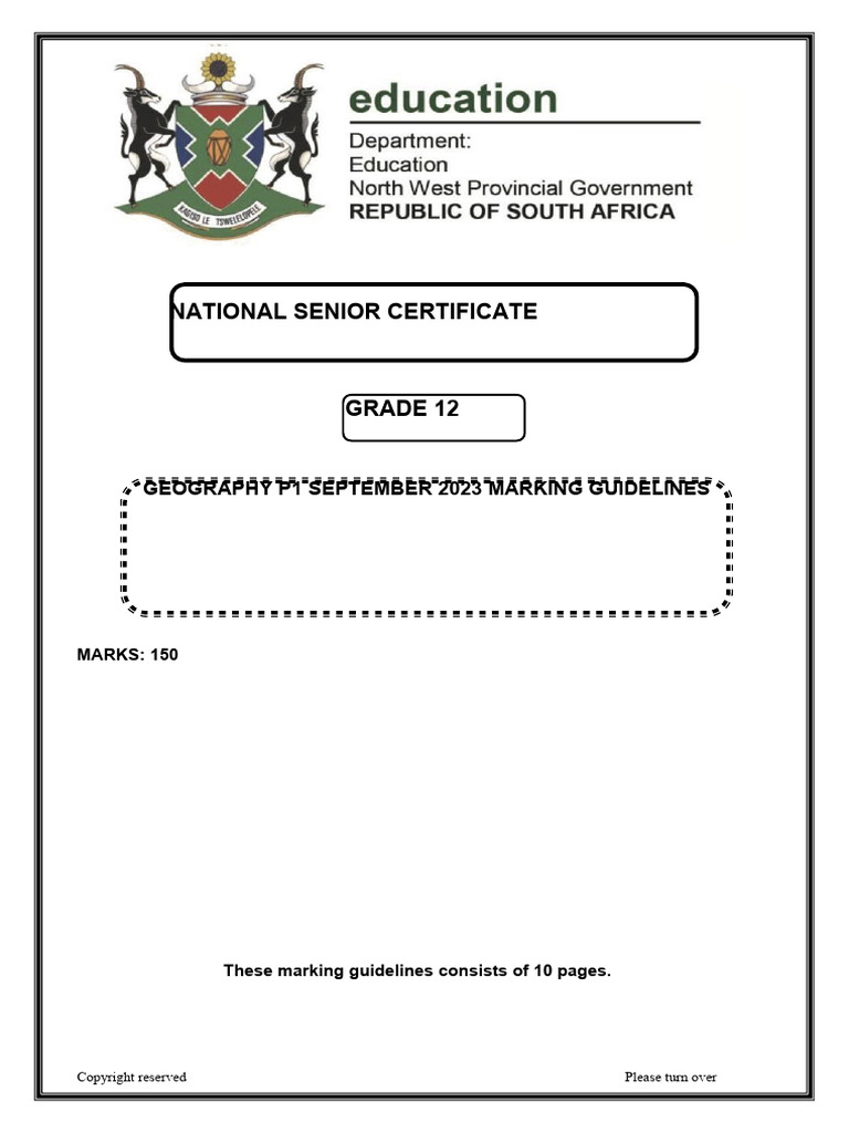 NW NSC Geography P1 Eng MG Sept 2023 For Memo Discussion | PDF