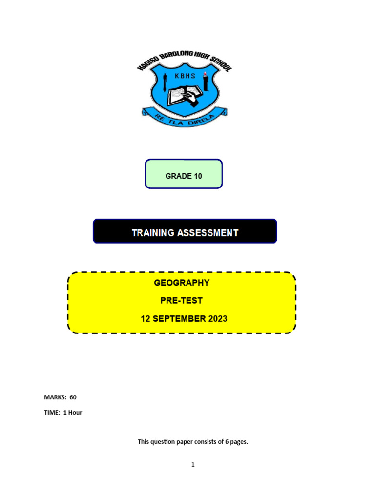 Grade 10 Geography Term 3 Exam Paper | PDF
