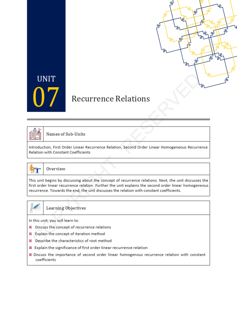 Recurrence Relations Guide | PDF | Recurrence Relation | Mathematical Relations