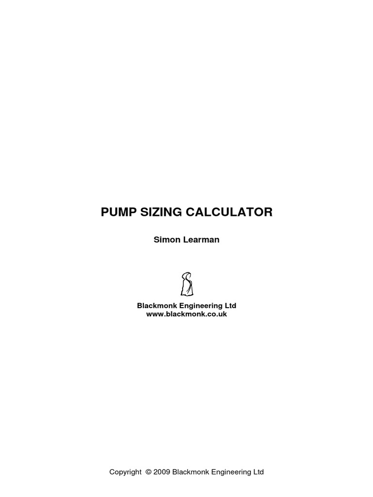 Pump Sizing Calculator Guide | PDF | Pump | Reynolds Number